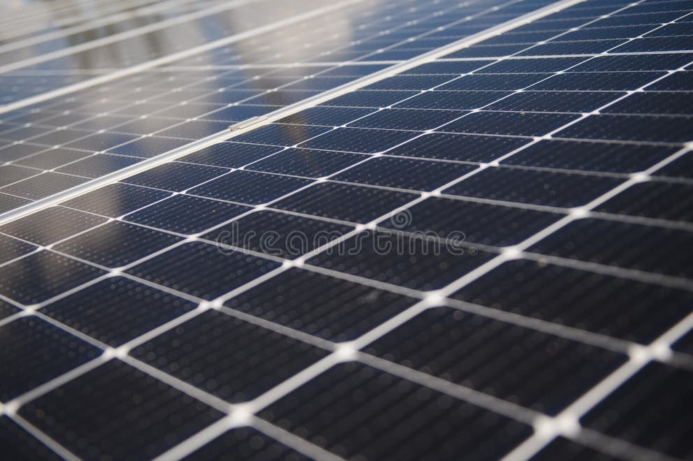 A Set of Dark Blue Solar Panels Stock Image - Image of summer ...