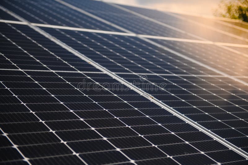 A Set of Dark Blue Solar Panels Stock Photo - Image of equipment ...