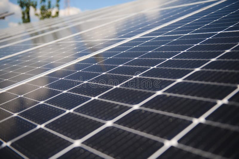 A Set of Dark Blue Solar Panels Stock Photo - Image of supply ...