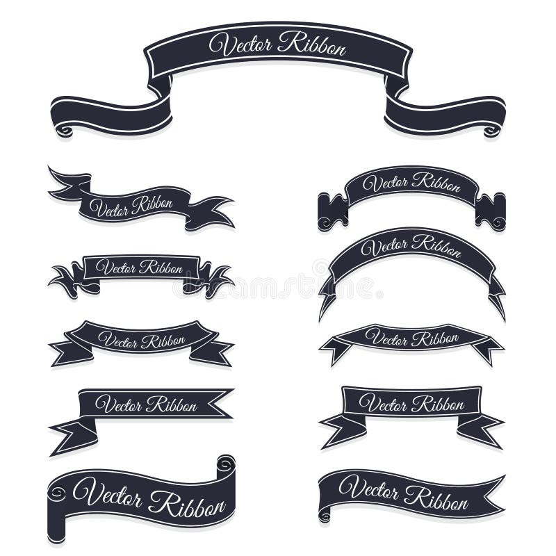 Set of Dark Blue Vector Banner Ribbons. Stock Vector - Illustration of ...