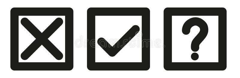 A Set of Dark Flat Checks and Crosses and a Question Mark in a Square ...