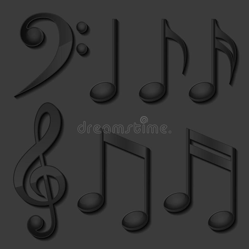 Set of dark musical notes stock vector. Illustration of notes - 279869261