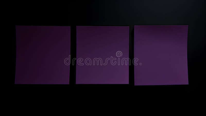 Set of Dark Purple Square Paper Notes on a Black Background ...