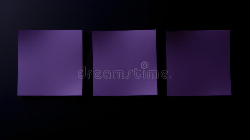 Set of Dark Purple Square Paper Notes on a Black Background ...