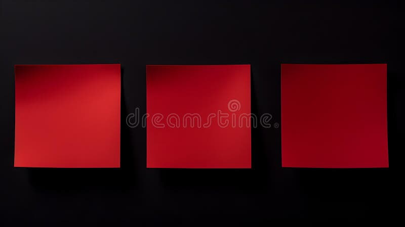 Set of Dark Red Square Paper Notes on a Black Background. Brainstorming ...