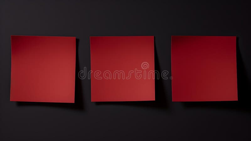 Set of Dark Red Square Paper Notes on a Black Background. Brainstorming ...