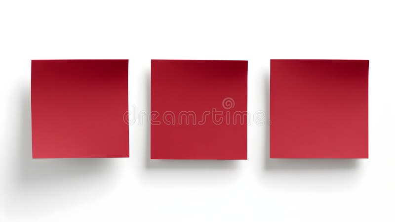 Set of Dark Red Square Paper Notes on a White Background. Brainstorming ...
