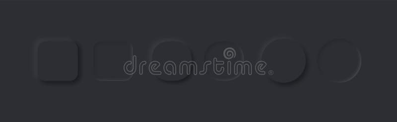 Set of Dark Vector Buttons in Neomorphism Style Stock Vector ...