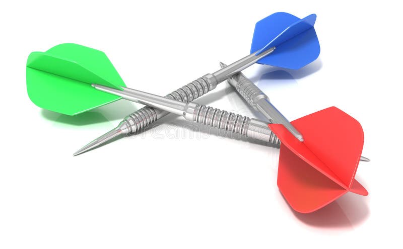 Set of Darts Arranged in Triangle. Side View Stock Photo - Image of ...