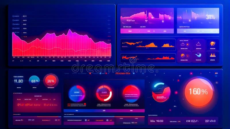 Set of Dashboards with Different Colors and Sizes of Graphs on Them ...