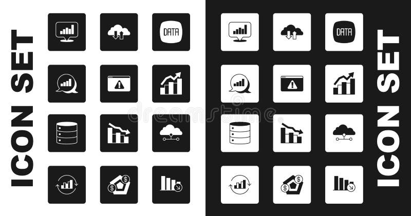 Set Data Analysis, Browser with Exclamation Mark, Pie Chart Infographic, Financial Growth, Cloud ...
