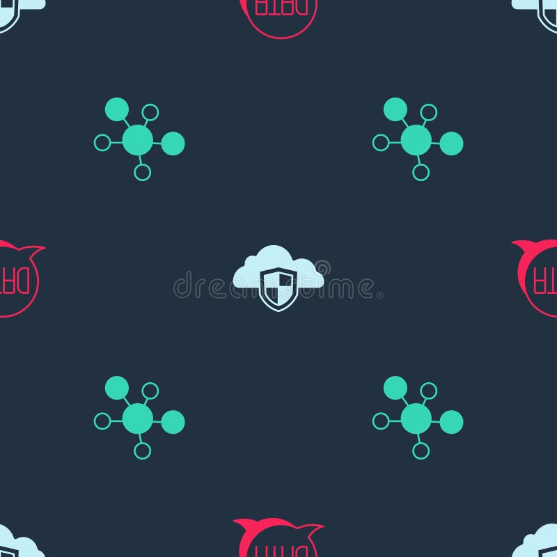 Set Data Analysis, Cloud and Shield and Mind Map Infographic on ...