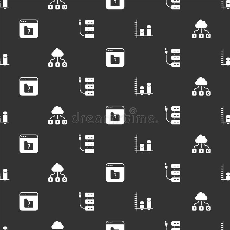 Set Data Analysis Cloud Technology Data Transfer File Missing And Server On Seamless Pattern