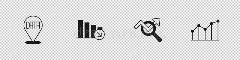 Set Data Analysis, Financial Growth Decrease, Search Data and Pie Chart Infographic Icon. Vector ...