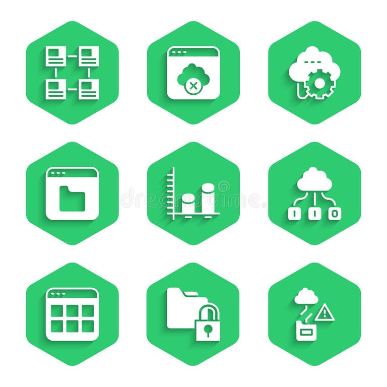 Set Data Analysis, Folder and Lock, Cloud Technology Data Transfer, Browser Files, and Hierarchy ...