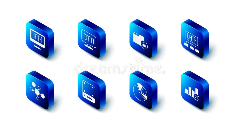 Set Data Analysis, Folder and Lock, Financial Growth, Pie Chart Infographic, Server, Mind Map ...