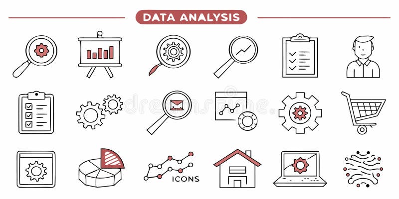 Vector Art of Data Analysis Icons Representing Business Intelligence and Strategic Decision ...