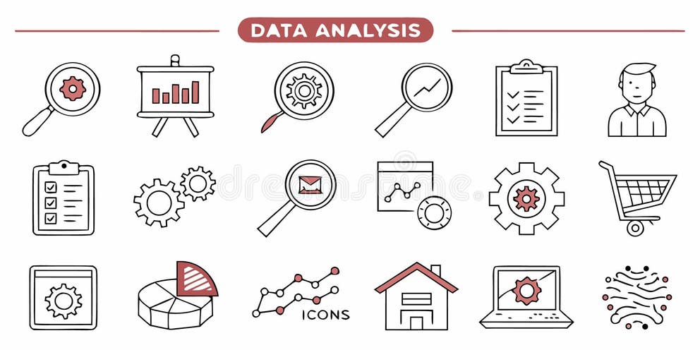 Vector Art of Data Analysis Icons Representing Business Intelligence ...
