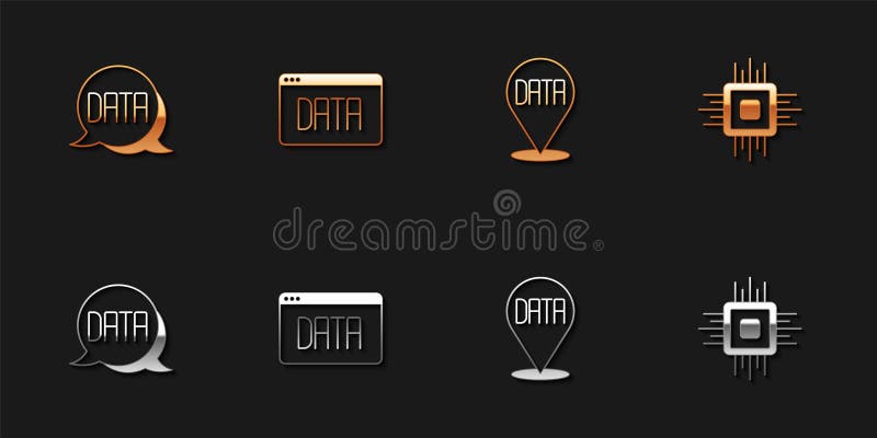Set Data Analysis, and Processor CPU Icon. Vector Stock Vector - Illustration of internet ...