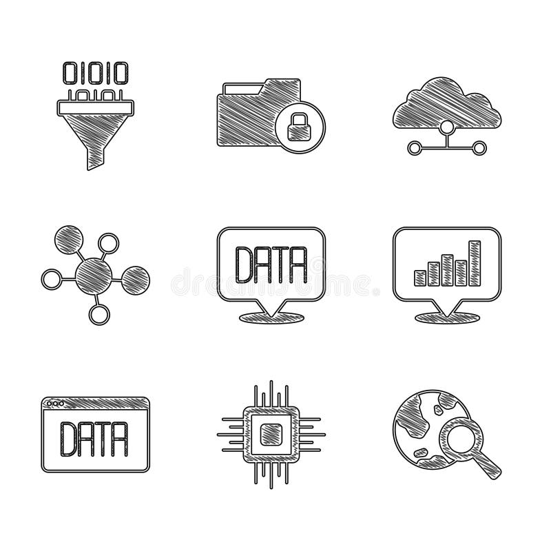 Set Data Analysis, Processor CPU, Search Globe, Pie Chart Infographic ... Set Data Analysis, Processor CPU, Search Globe, Pie Chart Infographic ...