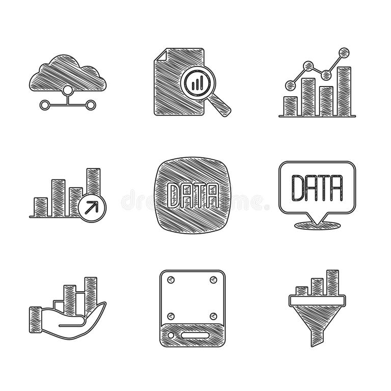 Set Data Analysis, Server, Sales Funnel with Chart, Pie Infographic, Financial Growth, and ...