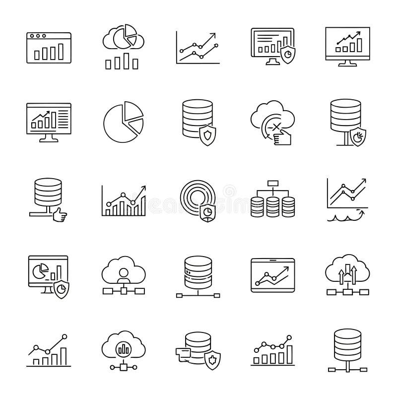 Vector Art of Collection of Data and Analytics Icons, Featuring Graphs ...