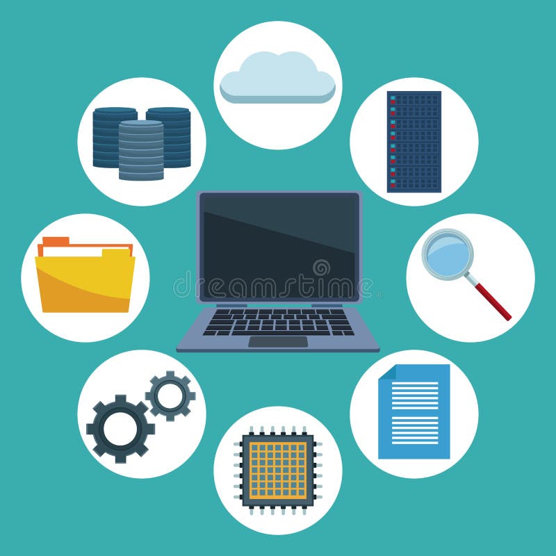 Data center icons stock vector. Illustration of devices - 123602395