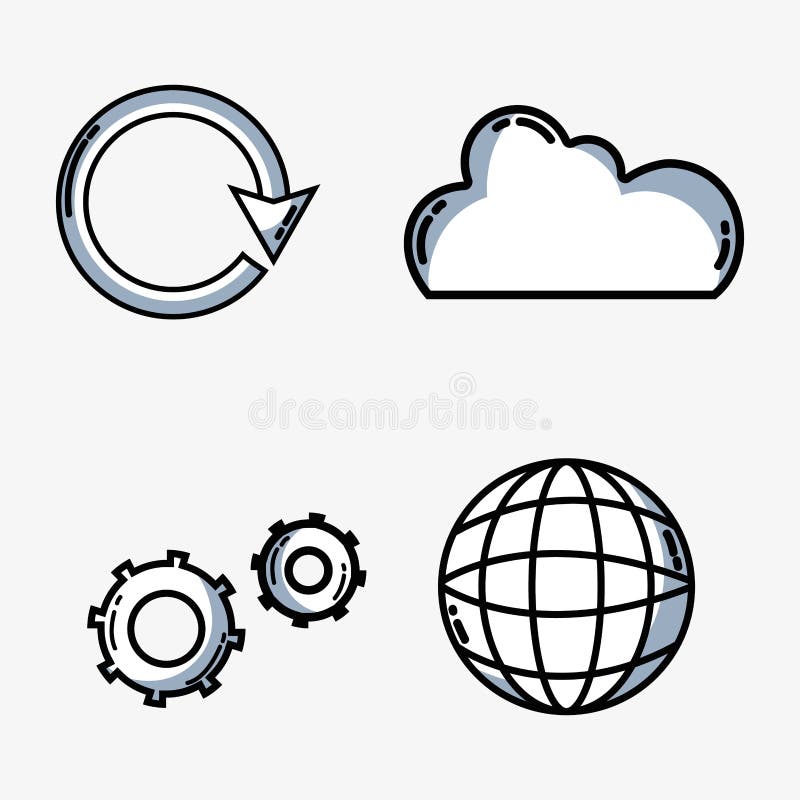 Set Data Connection Technology With Information Stock Vector Illustration Of Data Archive