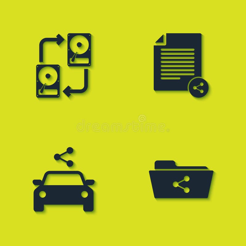 Set Data Exchange with Hhd, Share Folder, Car Sharing and File Icon ...