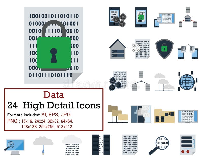 Set of 24 Data Icons stock vector. Illustration of design - 146071875