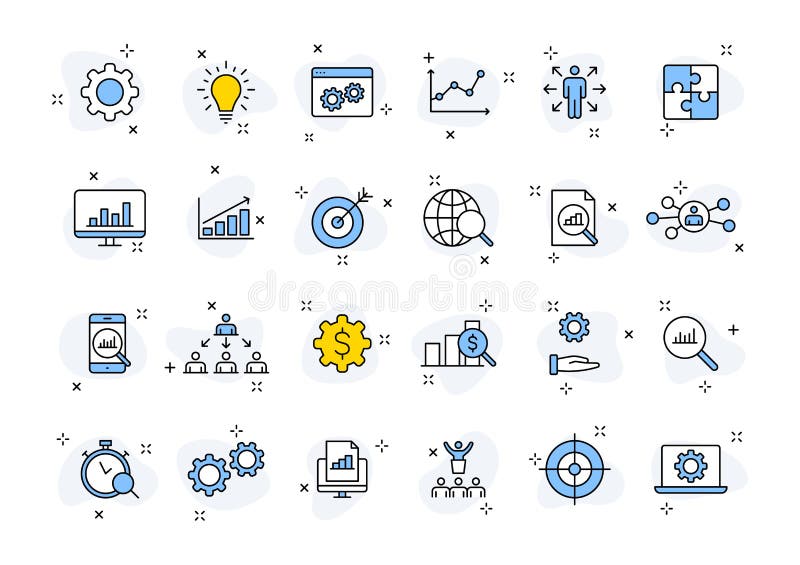 Set of 40 Data Proceassing Web Icons in Line Style. Graphic, Analytics ...
