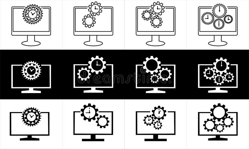 Set of Data or Time Management Icons. Stock Vector - Illustration of ...
