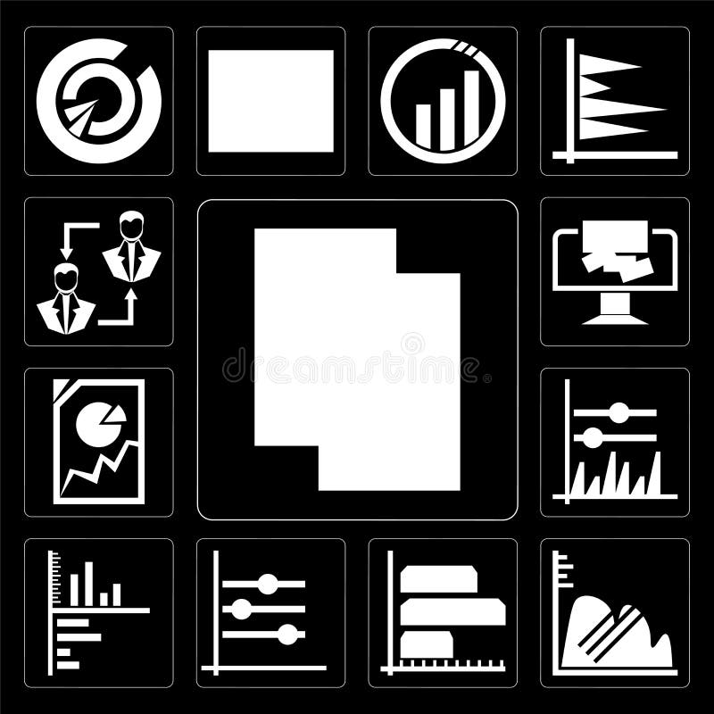 Set of Data Windows, Continuous Data Graphic Wave Chart, 3d Analytics Bars Graphic, Box Plot ...