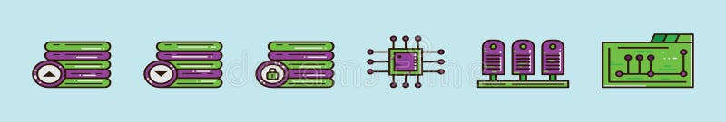 Set of Database Cartoon Icon Design Template with Various Models ...