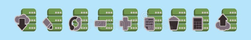Set of Database Cartoon Icon Design Template with Various Models ...
