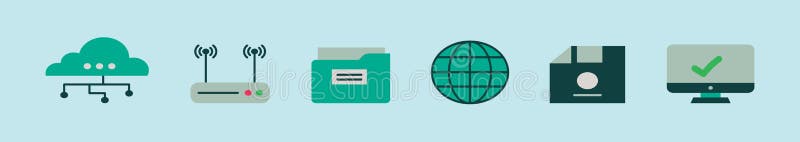 Set of Database Cartoon Icon Design Template with Various Models ...