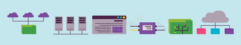 Set of Database Cartoon Icon Design Template with Various Models ...