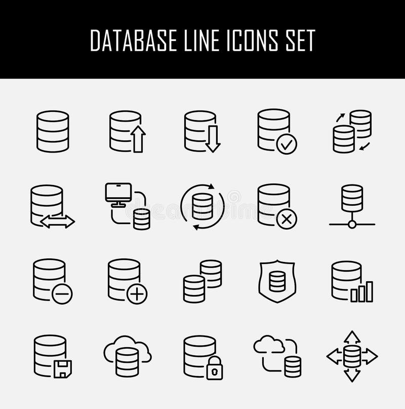 Set of Database Icons in Modern Thin Line Style. Stock Vector ...