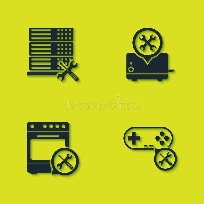 Set Database Server Service Gamepad Oven and Toaster Icon. Vector ... Set Database Server Service Gamepad Oven and Toaster Icon. Vector ...