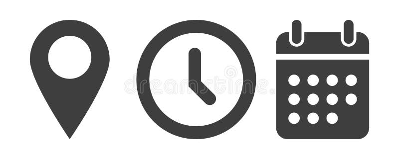Set of Date Place and Time Icons Stock Vector - Illustration of time ...