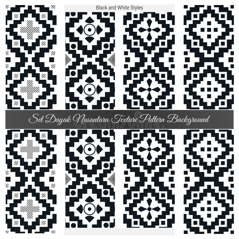 Set Dayak Nusantara Texture Pattern Background. Pixel Seamless Pattern ...
