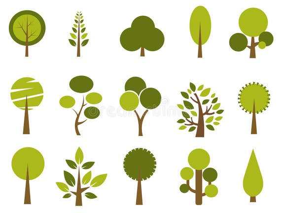 Set de copaci stock vector. Ilustrare din proiectare - 93321864