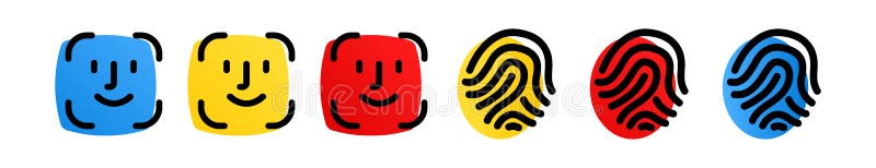 Set De Iconos Face Id Y Touch Id. Reconocimiento De Huellas Digitales ... Set De Iconos Face Id Y Touch Id. Reconocimiento De Huellas Digitales ...