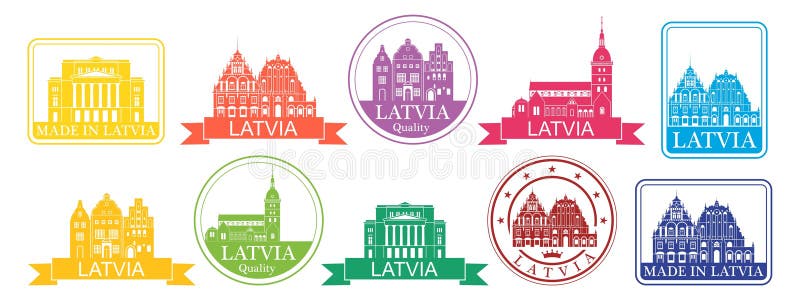 Set De Letonia. Letonia Aislada Con Fondo Blanco Ilustración del Vector ...