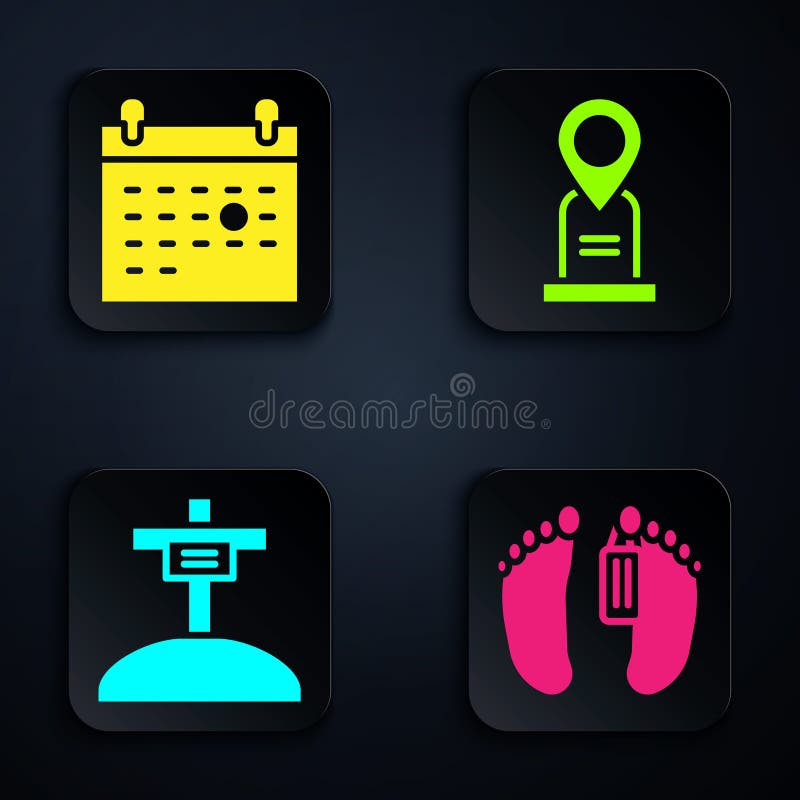 Set Dead Body, Calendar Death, Grave with Cross and Location Grave ...