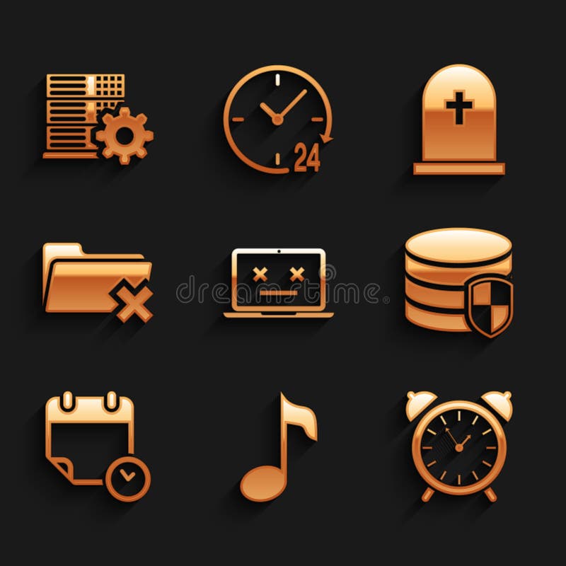 Set Dead Laptop, Music Note, Tone, Alarm Clock, Database Protection ...
