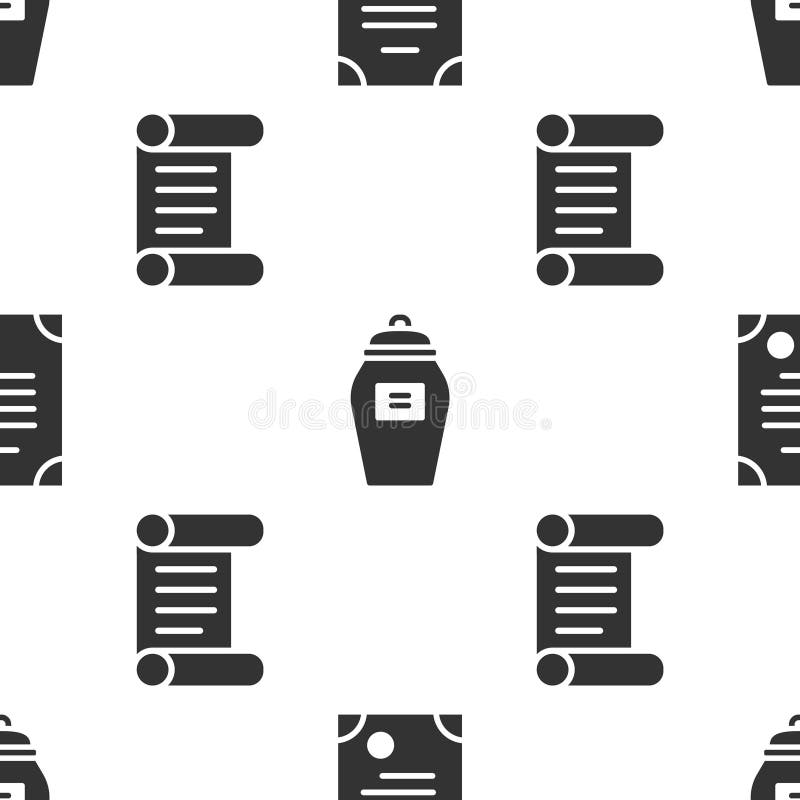 Set Death Certificate, Funeral Urn and Decree, Parchment, Scroll on ...