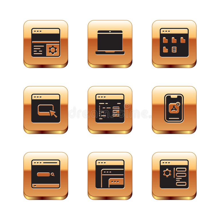 Set Debugging, Search Engine, Software, Browser Files, Setting and Laptop Icon. Vector Stock ...