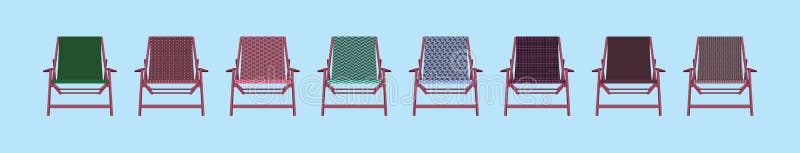 Set of Deck Chair Cartoon Icon Design Template with Various Models ...