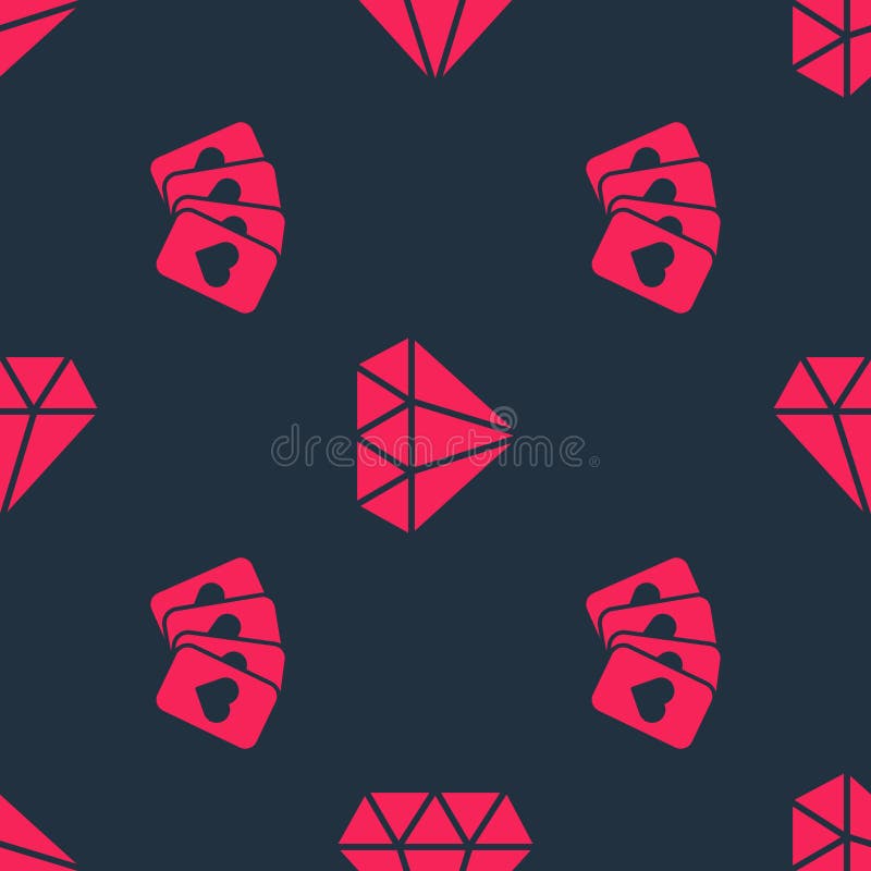 Set Deck of Playing Cards and Diamond on Seamless Pattern. Vector Stock ...